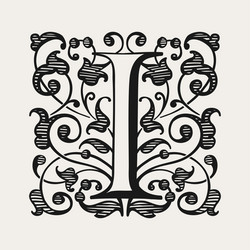 Gothic style letter i logo calligraphy uppercase Vector Image