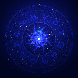 Neon horoscope circle with signs of zodiac set Vector Image