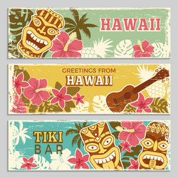 Hawaiian totems monochrome set posters Royalty Free Vector