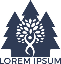 Pine tree people logo design Royalty Free Vector Image