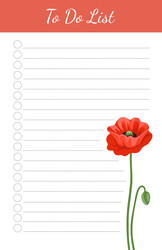 Daily planner note paper to do list template Vector Image
