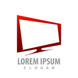 Computer monitor logo template with color squares Vector Image