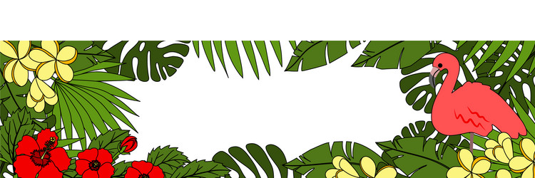 Flamingo in tropical paradise banner horizontal Vector Image