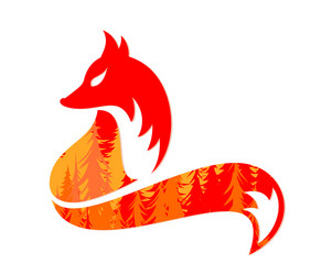 Flat icon of sitting red fox side view Royalty Free Vector