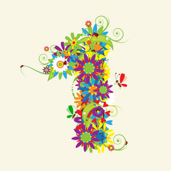 Number 7 floral design Royalty Free Vector Image