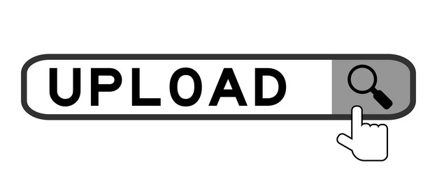 Blue color capsule shape button with word upload Vector Image