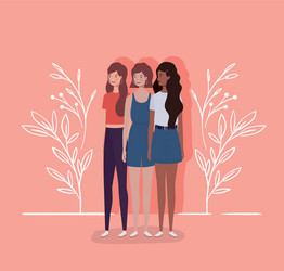 Young and beautiful girls group characters Vector Image