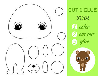 Color cut and glue paper little bear Royalty Free Vector