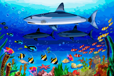 Underwater fish and animals Royalty Free Vector Image