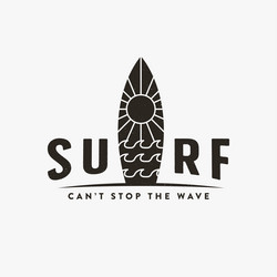 Simple big bear holding surfing board logo design Vector Image