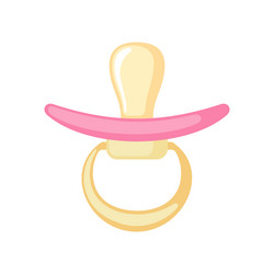 Pink baby pacifier icon in flat style isolated Vector Image