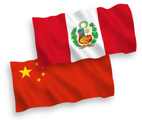 Peru and china grunge flags connection Royalty Free Vector