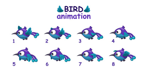 Cartoon flying cardinal male animation sprite Vector Image