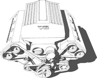 Parts of an internal combustion car Royalty Free Vector
