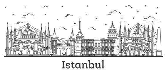 Istanbul turkey city skyline silhouette Royalty Free Vector