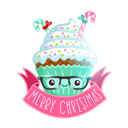 Smiling cupcake Royalty Free Vector Image - VectorStock