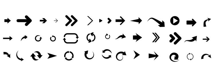 Arrows icons arrow cursor isolated Royalty Free Vector Image