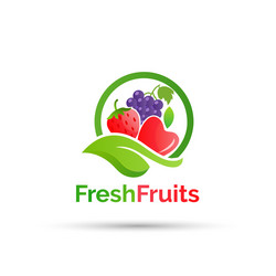 Fresh fruits juice shop logo design Royalty Free Vector