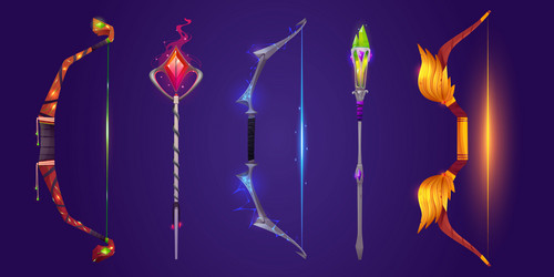Cartoon magic fantasy game trident weapon Vector Image
