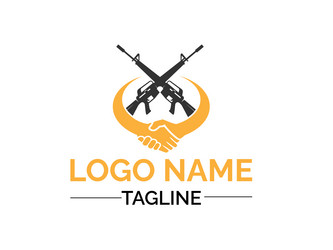 Partnership weapon shop logo design gun Royalty Free Vector