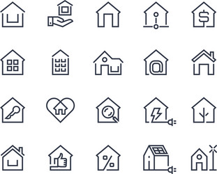 House icons set on white background line style Vector Image