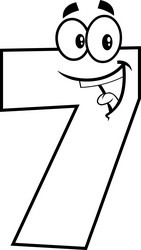 Funny cartoon friendly number 7 seven guy Vector Image