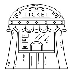 Circus seller and ticket booth coloring page Vector Image