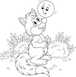 Happy round loaf and a cunning red fox Royalty Free Vector