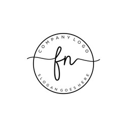 Initial fn handwriting logo with circle template Vector Image