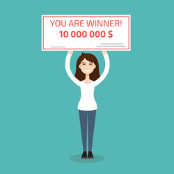 You are winner man holding check Royalty Free Vector Image