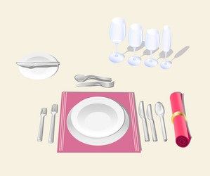 Gold dinner place setting Royalty Free Vector Image