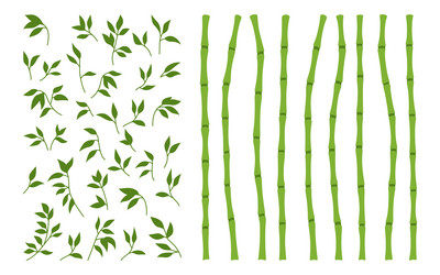 Bamboo stem leaf silhouette borders set exotic Vector Image