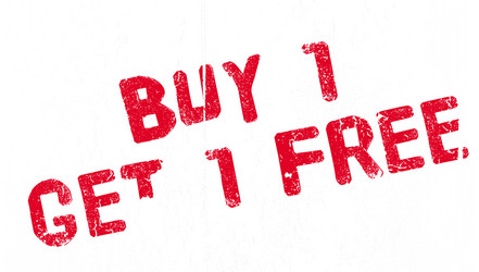 Buy 1 get 1 free rubber stamp Royalty Free Vector Image