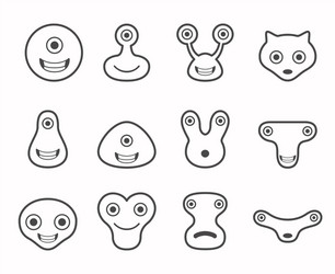 Icons set 12 aliens square Royalty Free Vector Image