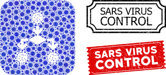 Collage sars virus warning icon unequal Royalty Free Vector