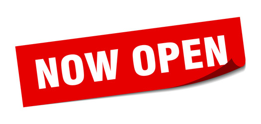 Now open sticker now open label Royalty Free Vector Image