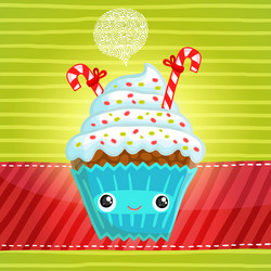 Smiling cupcake Royalty Free Vector Image - VectorStock