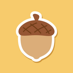 Acorn icon logo cartoon style sticker Royalty Free Vector