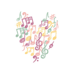 Music notes pattern in a heart shape when Vector Image