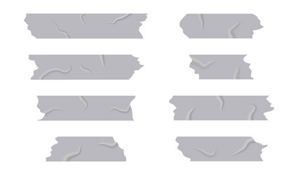 Realistic set of silver adhesive tape pieces Vector Image