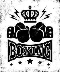 Vintage Boxing Logo with Crown Royalty Free Vector Image