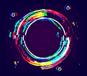 Colorful glitch circle geometric shape frame Vector Image