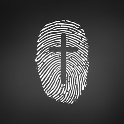 Thumb prints or fingerprint with cross showing Vector Image