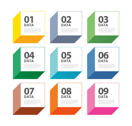 9 infographics rectangle paper index with data Vector Image