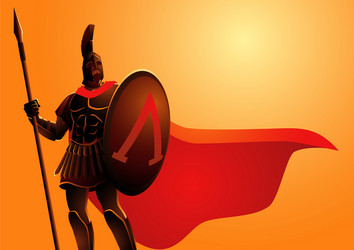 Spartan warrior in red cloak Royalty Free Vector Image