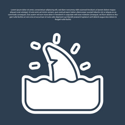 Blue line shark fin in ocean wave icon isolated Vector Image