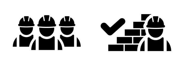 Building contractors icon set brick wall check Vector Image
