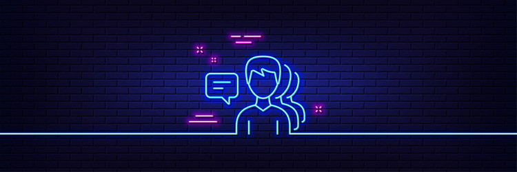 Group of men line icon teamwork sign neon light Vector Image