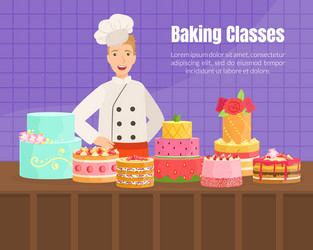 Baking classes fresh and tasty banner template Vector Image