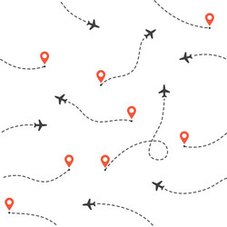 Airplane routes set travel distance route Vector Image